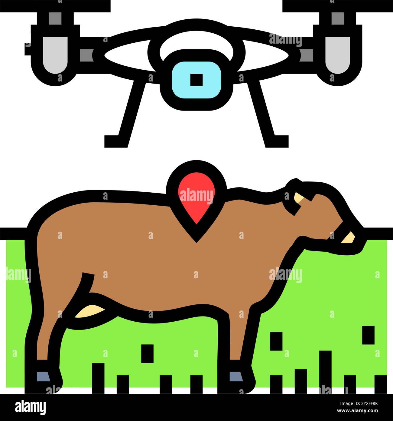 livestock monitoring robot harvests color icon vector illustration ...