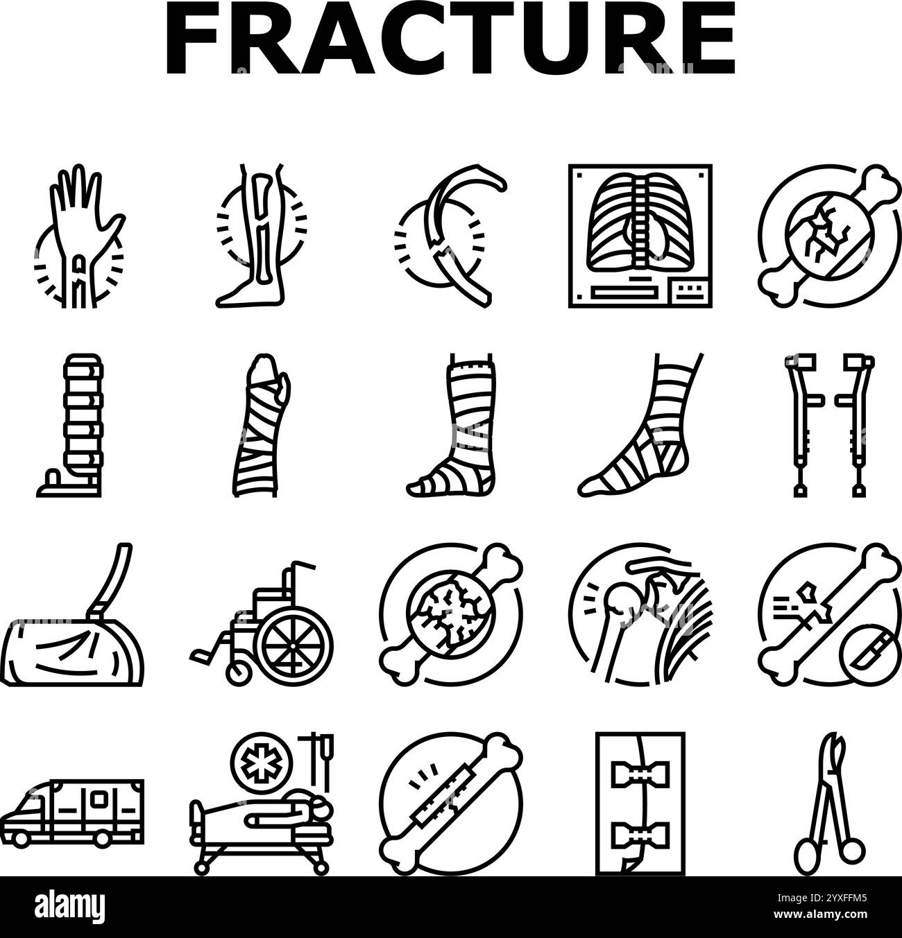 fracture injury bone break icons set vector Stock Vector Image & Art ...