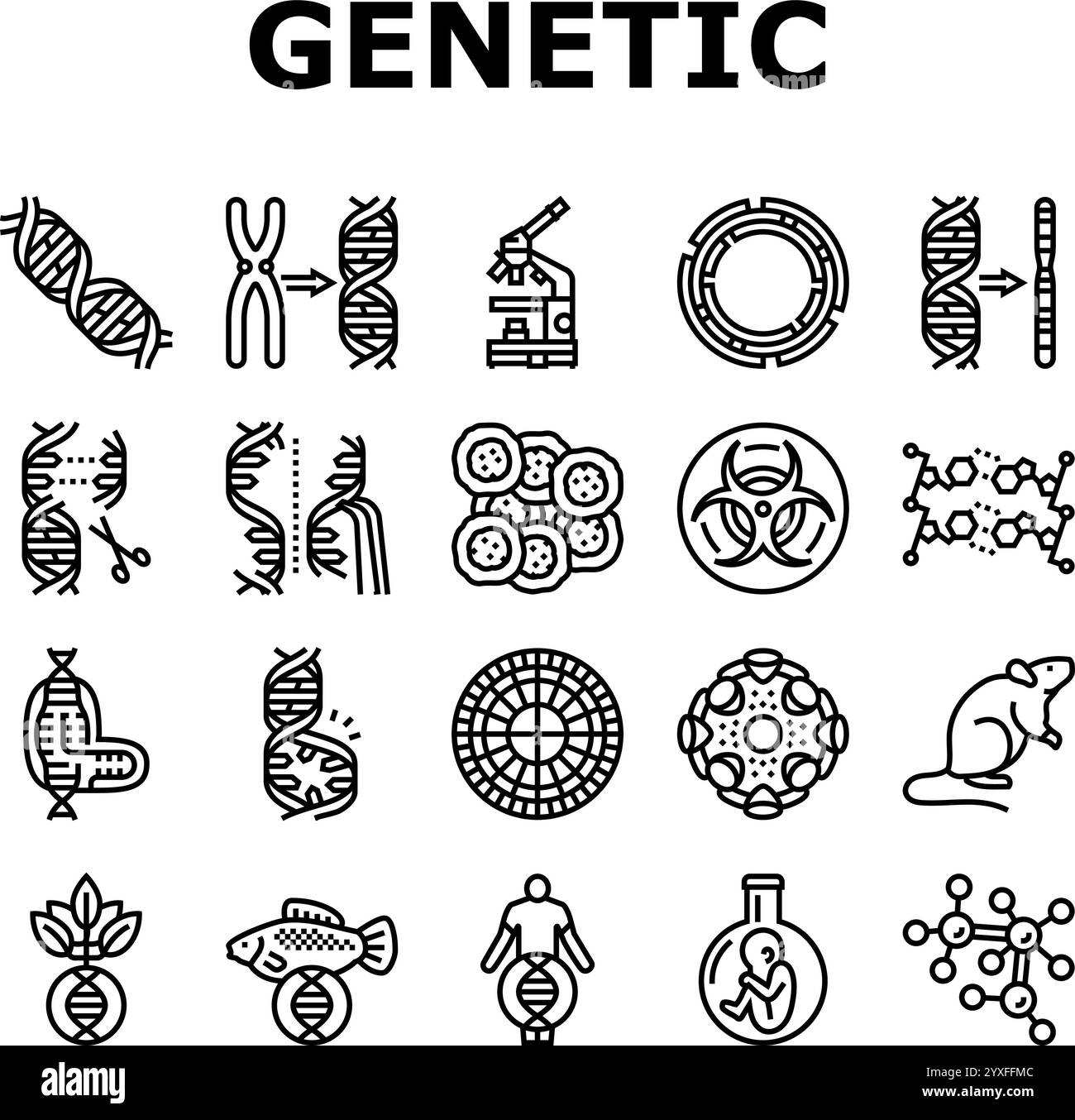 genetic engineering crispr genome icons set vector Stock Vector Image ...
