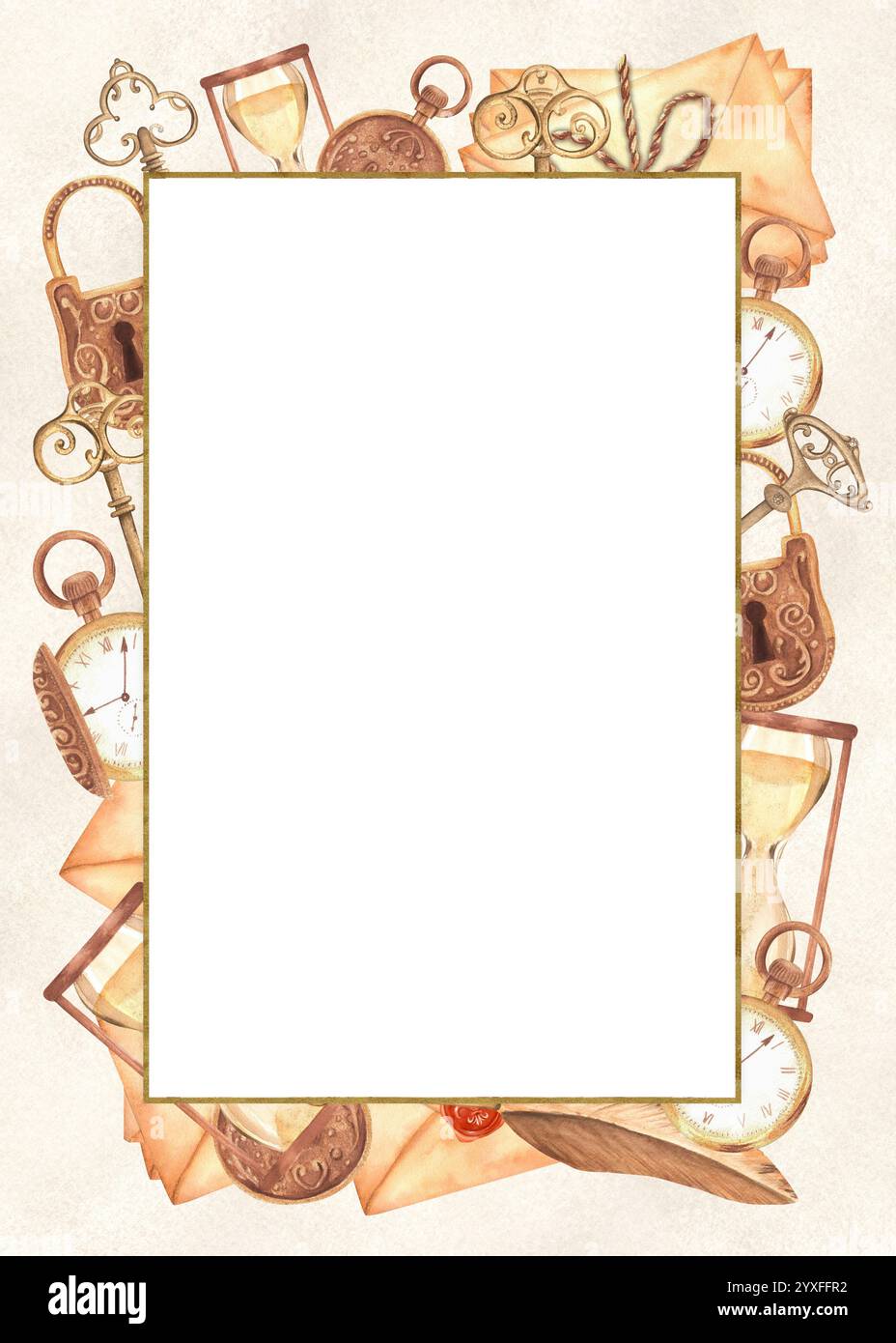 Ready-made monochrome postcard with empty space for text and golden ...