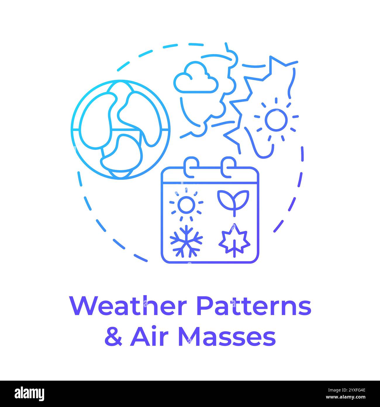 Weather patterns and air masses blue gradient concept icon Stock Vector ...
