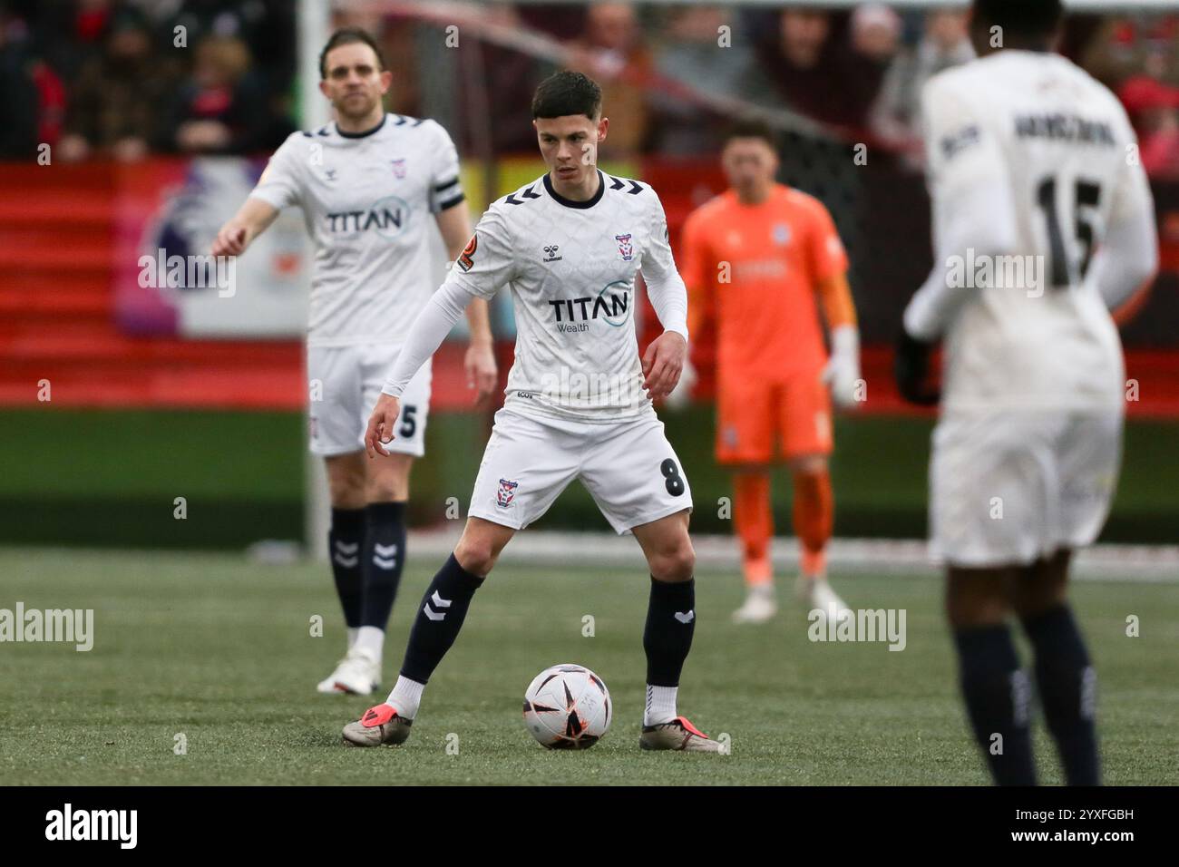 Tamworth, UK, 14th December 2024. Alex Hunt York City in action during ...