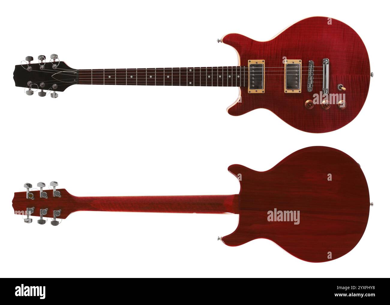 Electric guitar isolated on white, back and front views Stock Photo - Alamy