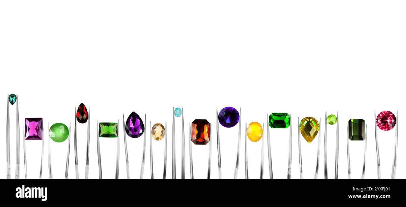 Precious gemstones set isolated Cut Out Stock Images & Pictures - Alamy