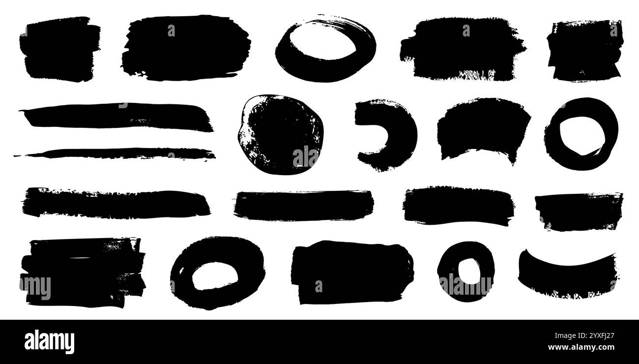 Vector Paint Brush Splash Set Grunge Stroke Stock Vector Image & Art ...