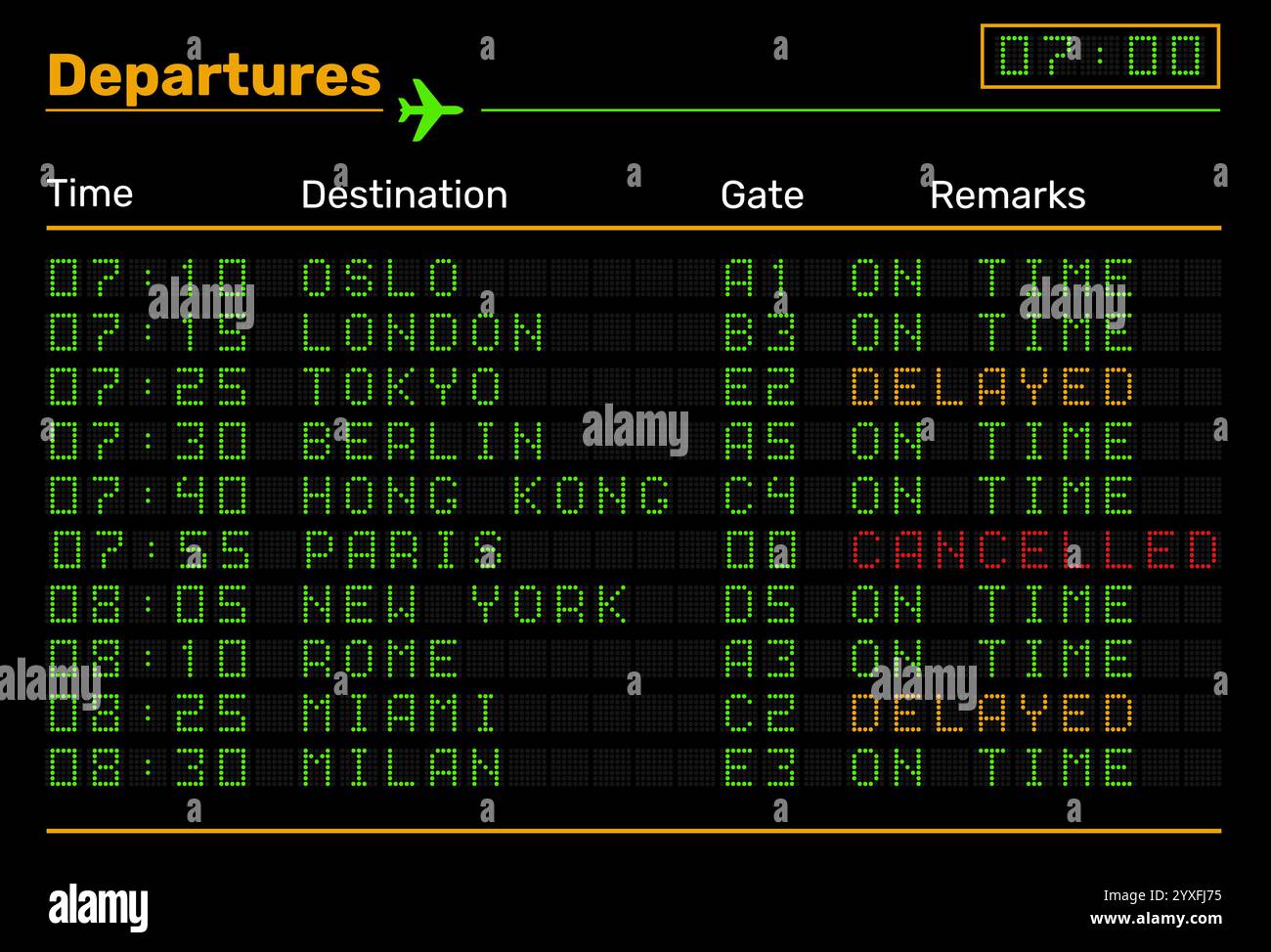 Airport led board. Plane departures. Boarding and arrivals info ... Airport led board. Plane departures. Boarding and arrivals info ...
