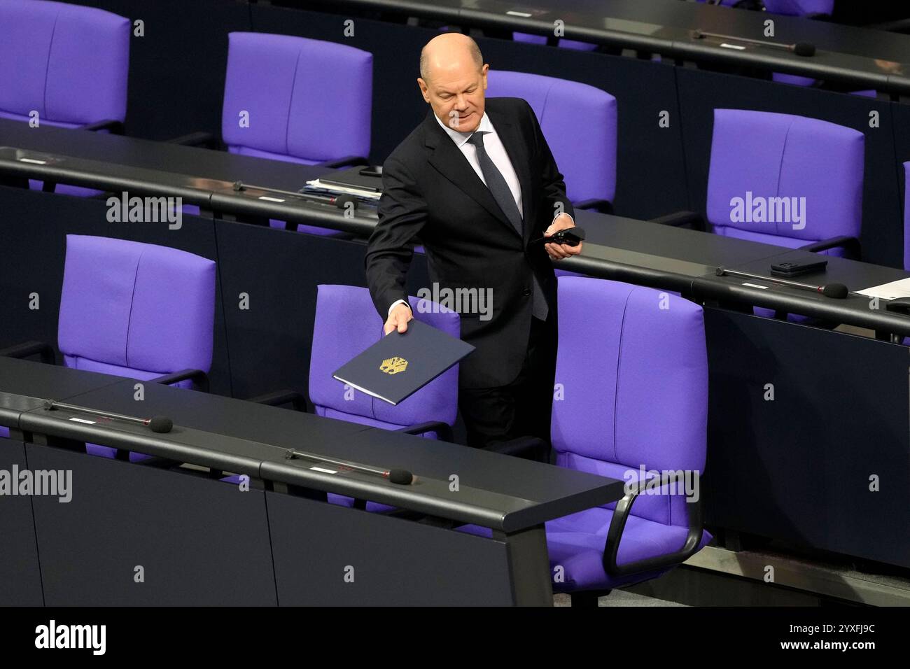 German Chancellor Olaf Scholz, centre arrives for a plenary session at ...