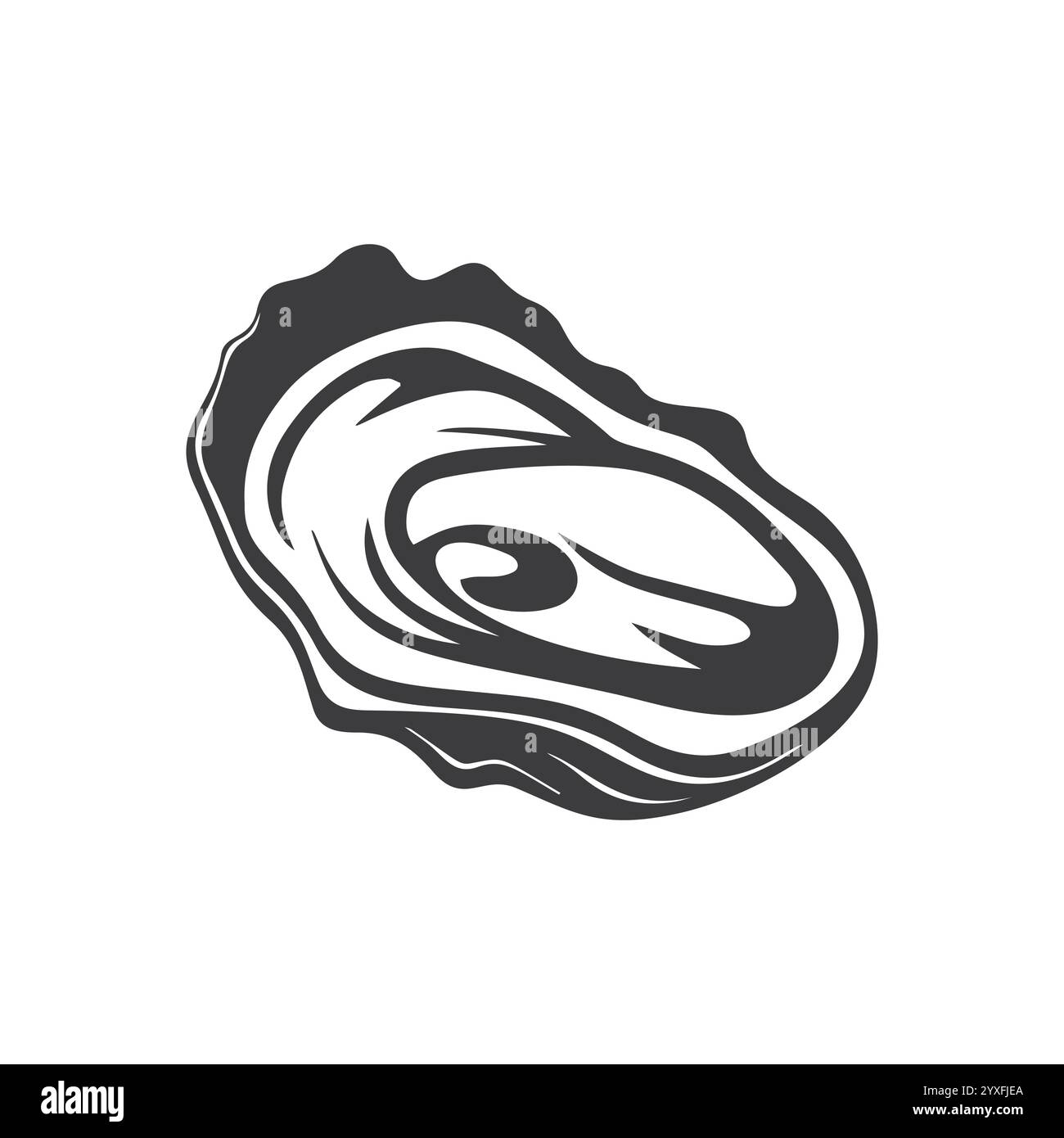Stylized Black and White Oyster Shell Vector Illustration Stock Vector ...