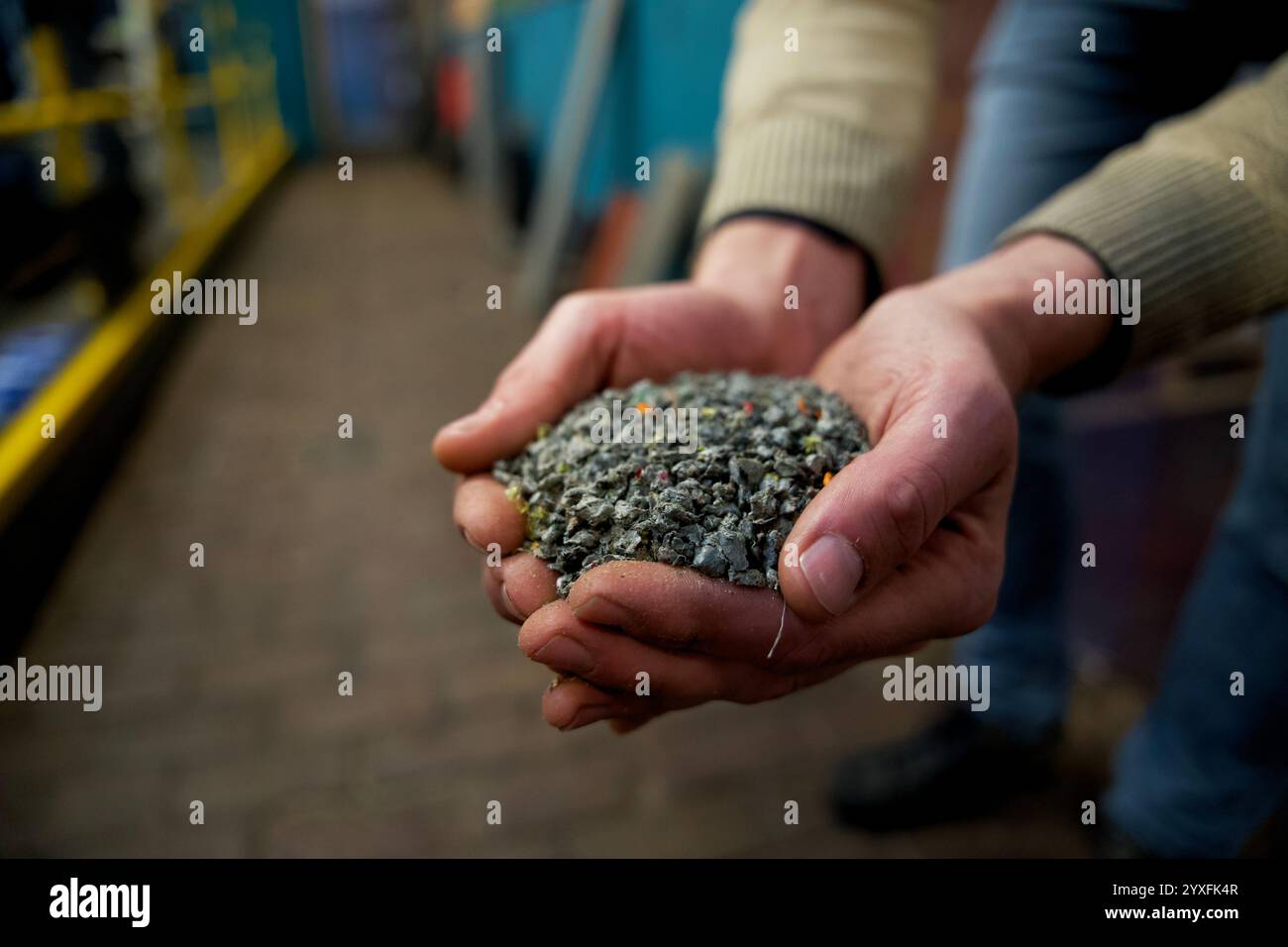 Plastic granulate in a plastic waste recycling plant Stock Photo - Alamy