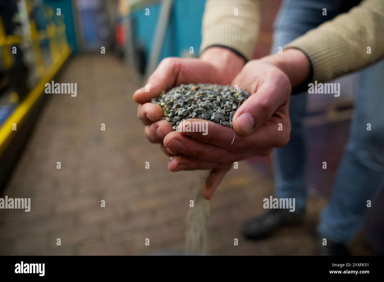 Plastic granulate in a plastic waste recycling plant Stock Photo - Alamy