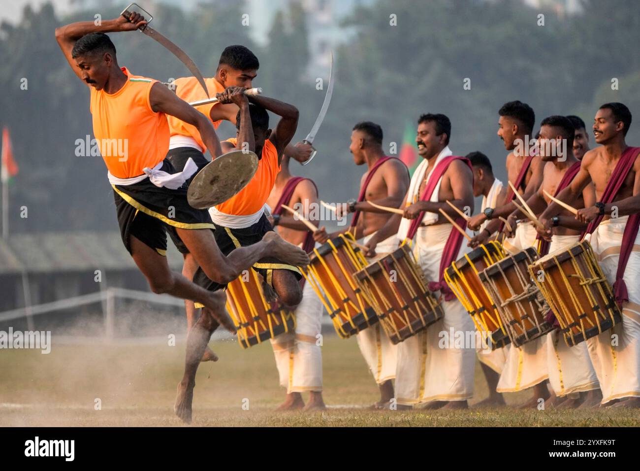Indian army soldiers perform Kalari Payattu, a traditional exercise in ...