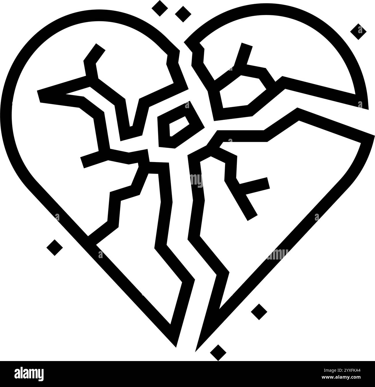 broken heart fracture line icon vector illustration Stock Vector Image ...