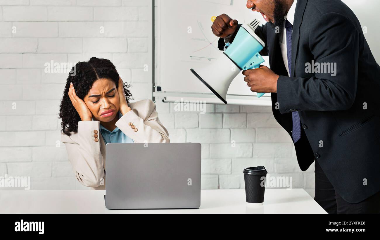 Angry boss yell aggressive office chief hi-res stock photography and ...