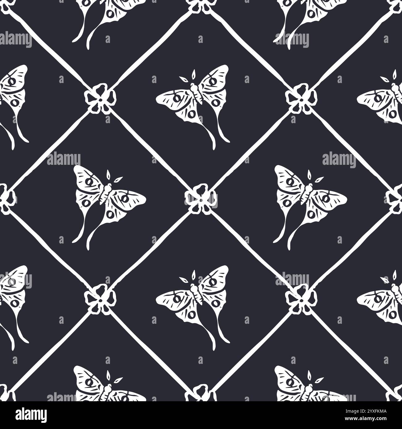 Seamless pattern with hand drawn red rose flowers inside trellis Stock ...