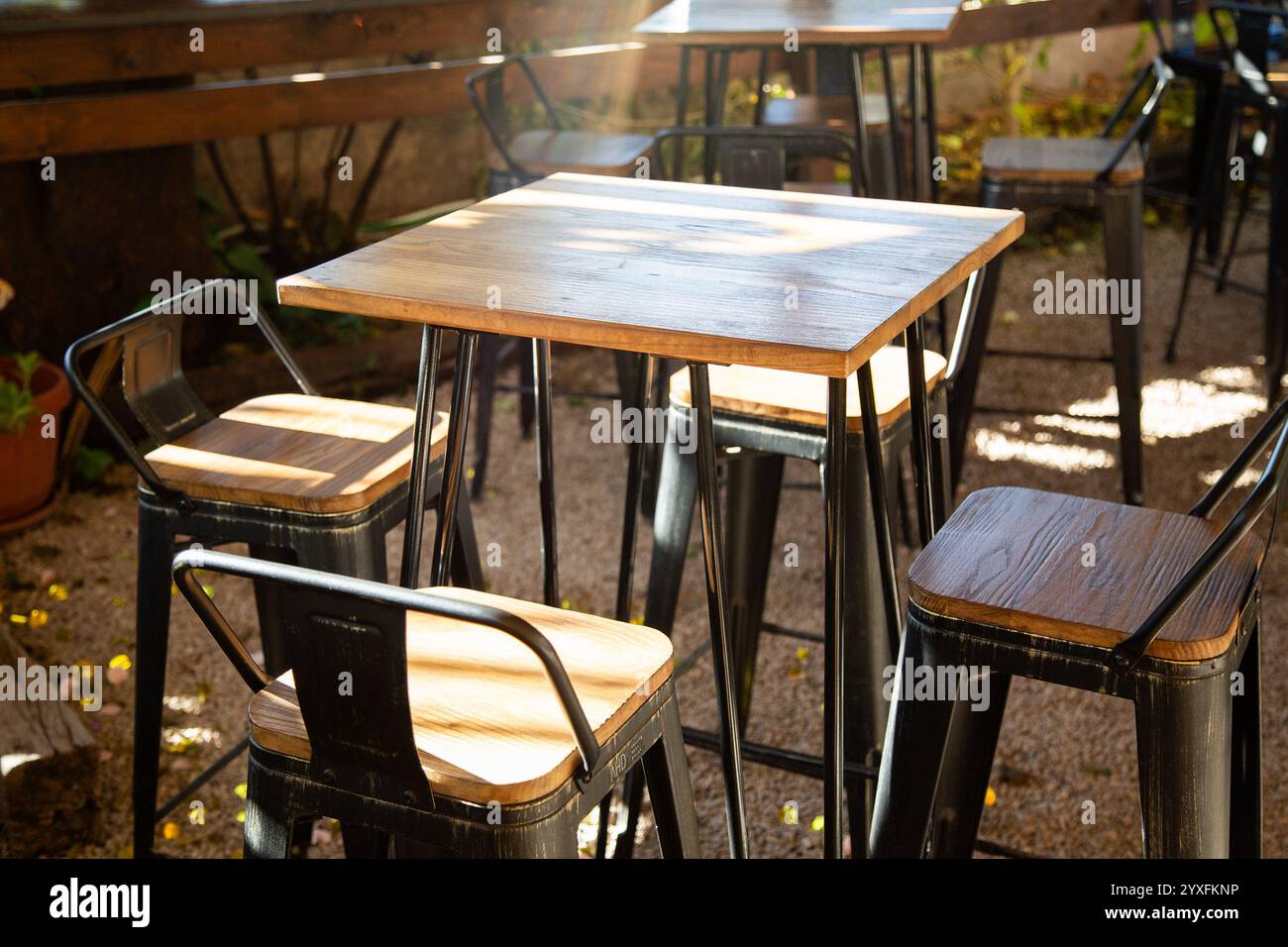 Row colorful tables chairs hi-res stock photography and images - Alamy