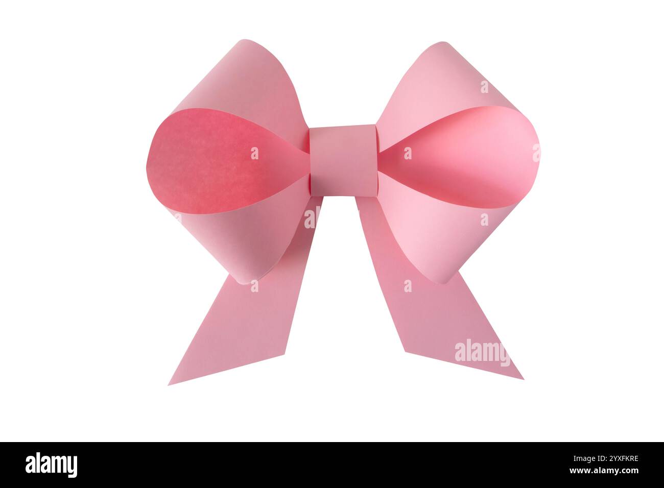 Pink bow isolated on white. Folded paper origami craft diy Stock Photo ...