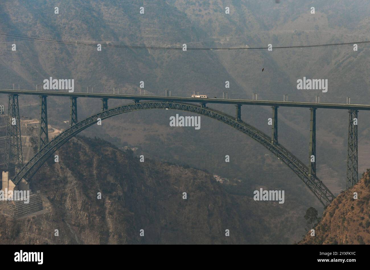 Reasi, Jammu And Kashmir, India. 16th Dec, 2024. A general of world's highest single arch- rail ...