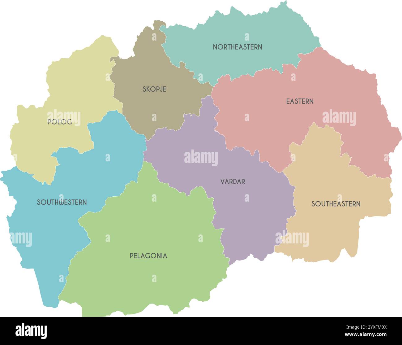 Vector map of North Macedonia with statistical regions or territories ...