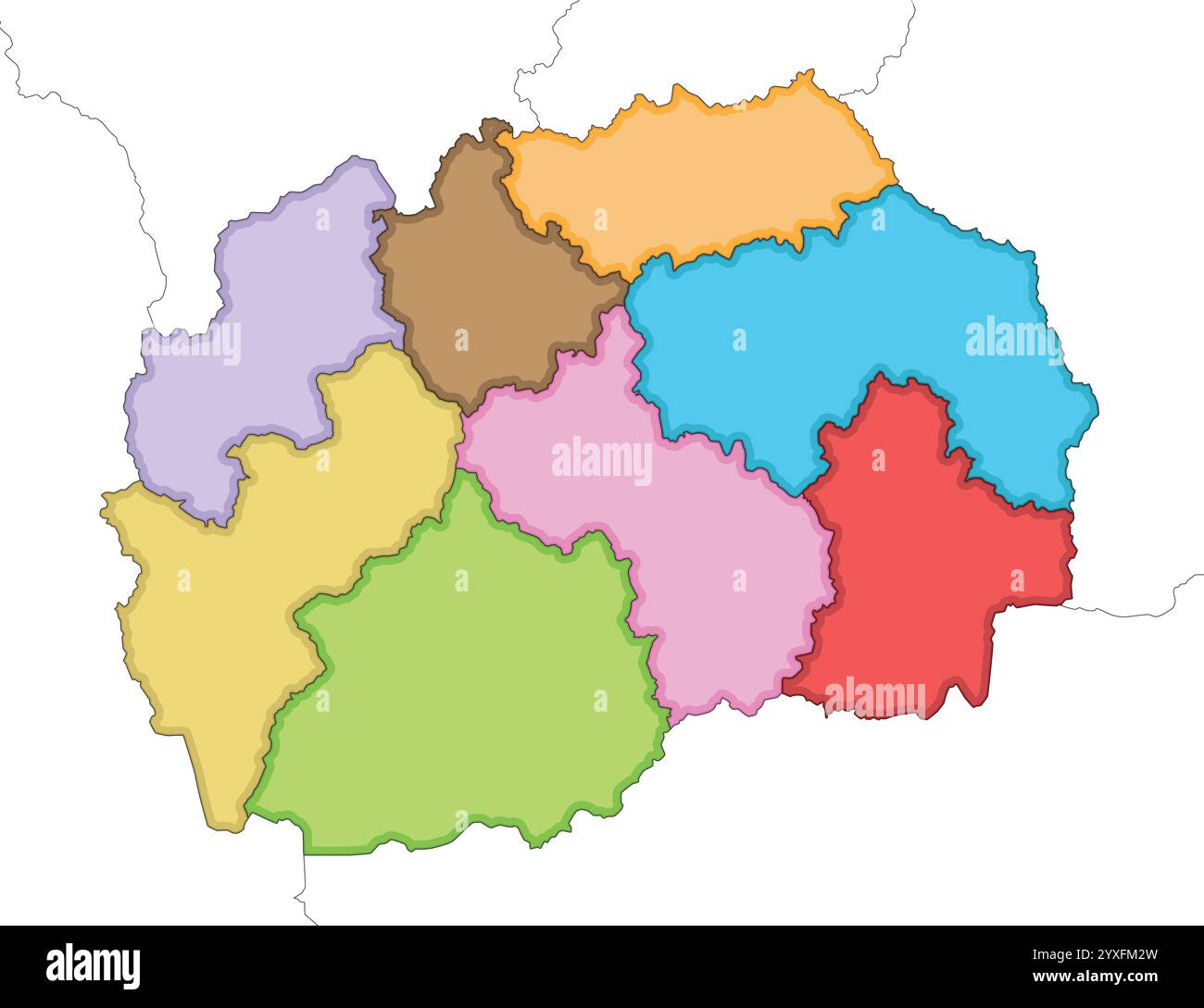 Vector illustrated blank map of North Macedonia with statistical ...