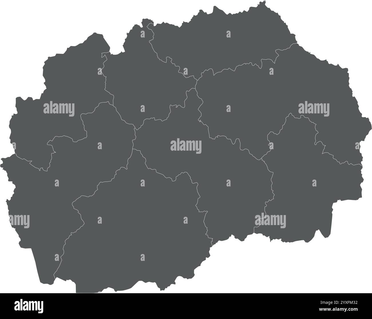 Vector blank map of North Macedonia with statistical regions or ...