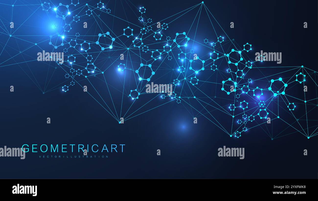 Modern health care abstract background with lines, dots and hexagons ...