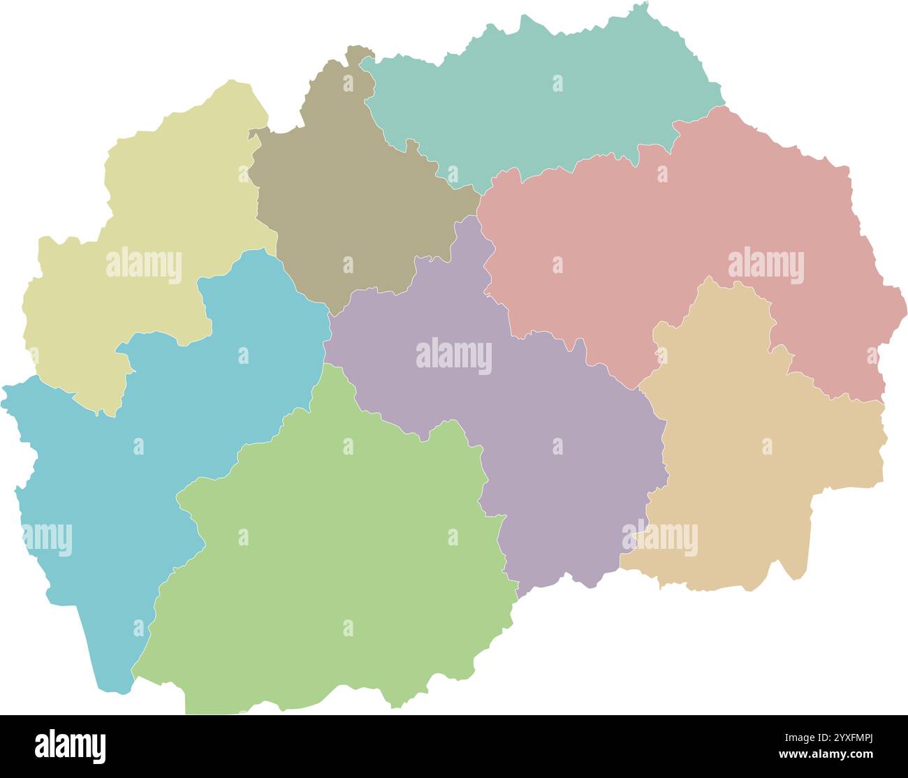 Vector blank map of North Macedonia with statistical regions or ...