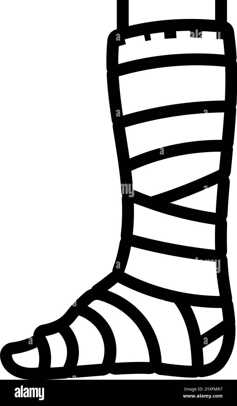 leg cast fracture injury line icon vector illustration Stock Vector ...