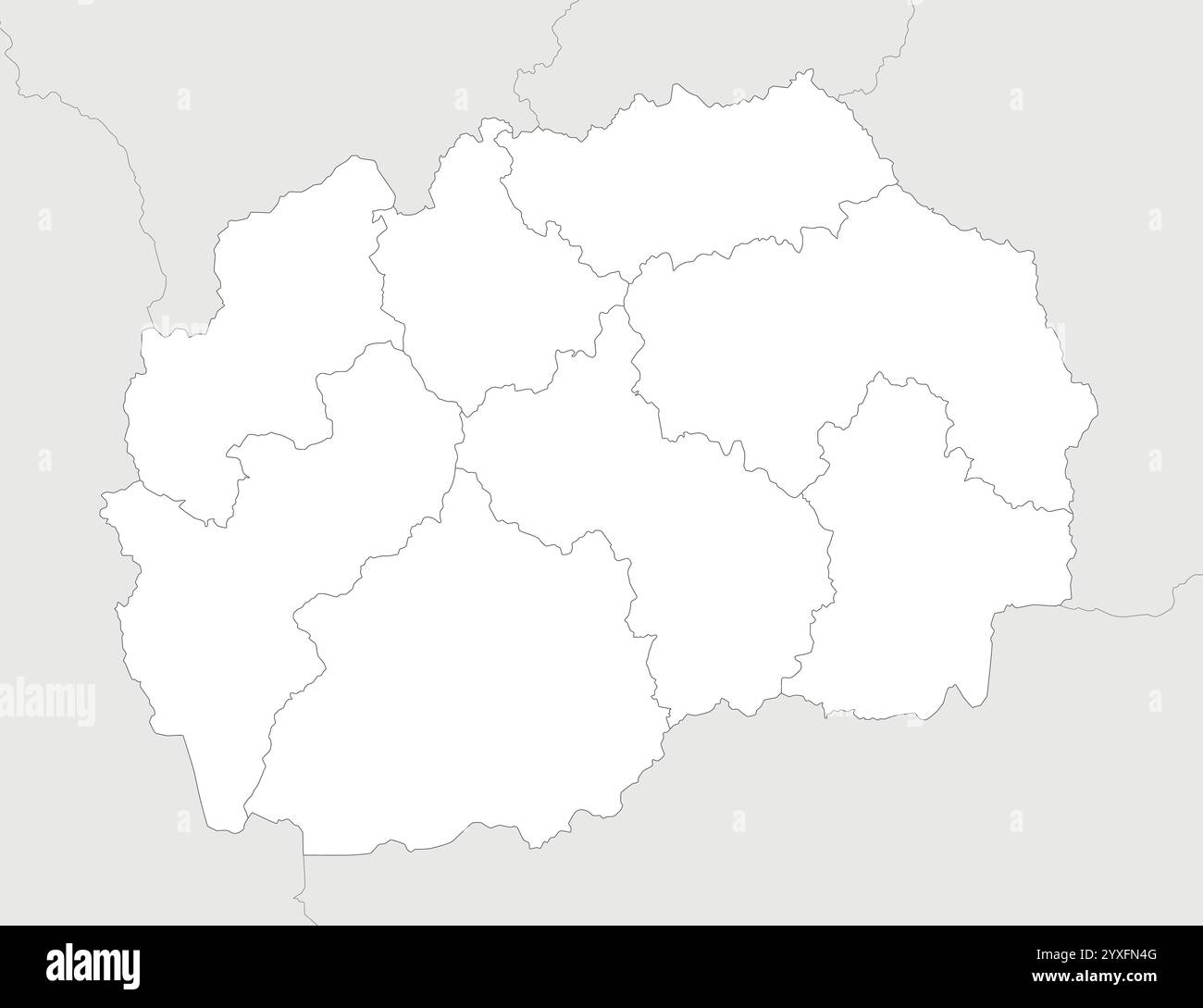 Vector blank map of North Macedonia with statistical regions and ...