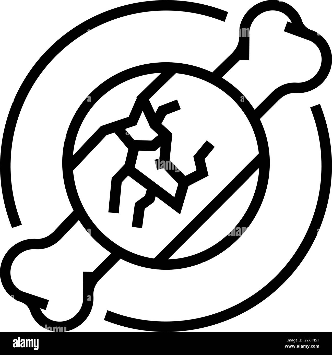 bone crack fracture injury line icon vector illustration Stock Vector ...