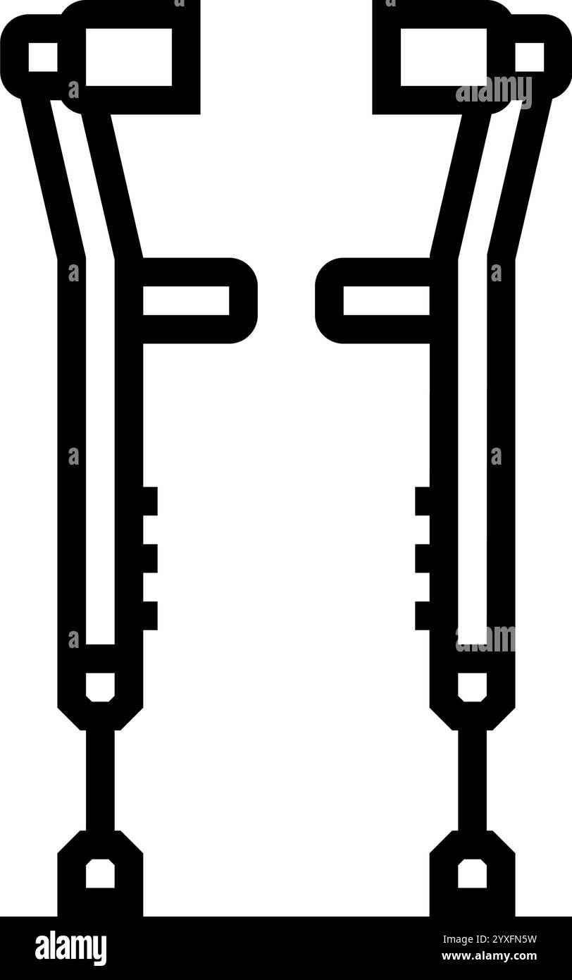 walking crutches fracture injury line icon vector illustration Stock ...