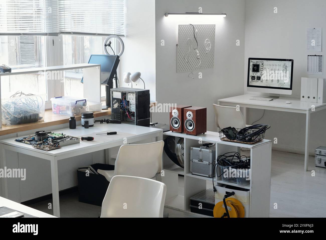 Organizing Workspace with Modern Technology Devices Stock Photo - Alamy