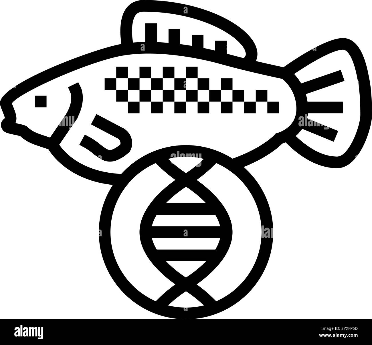fish with dna genetic engineering line icon vector illustration Stock ...