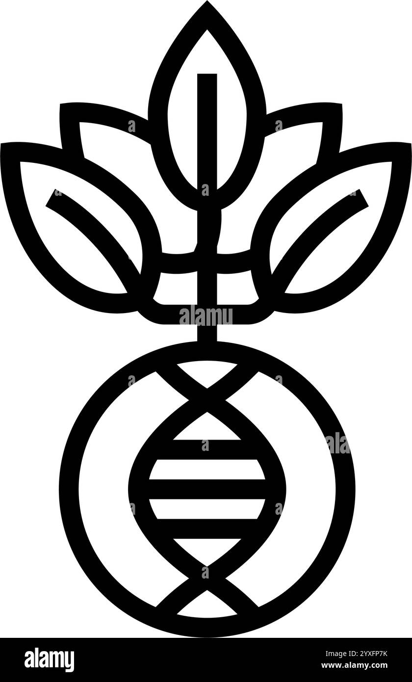 plant with dna genetic engineering line icon vector illustration Stock ...
