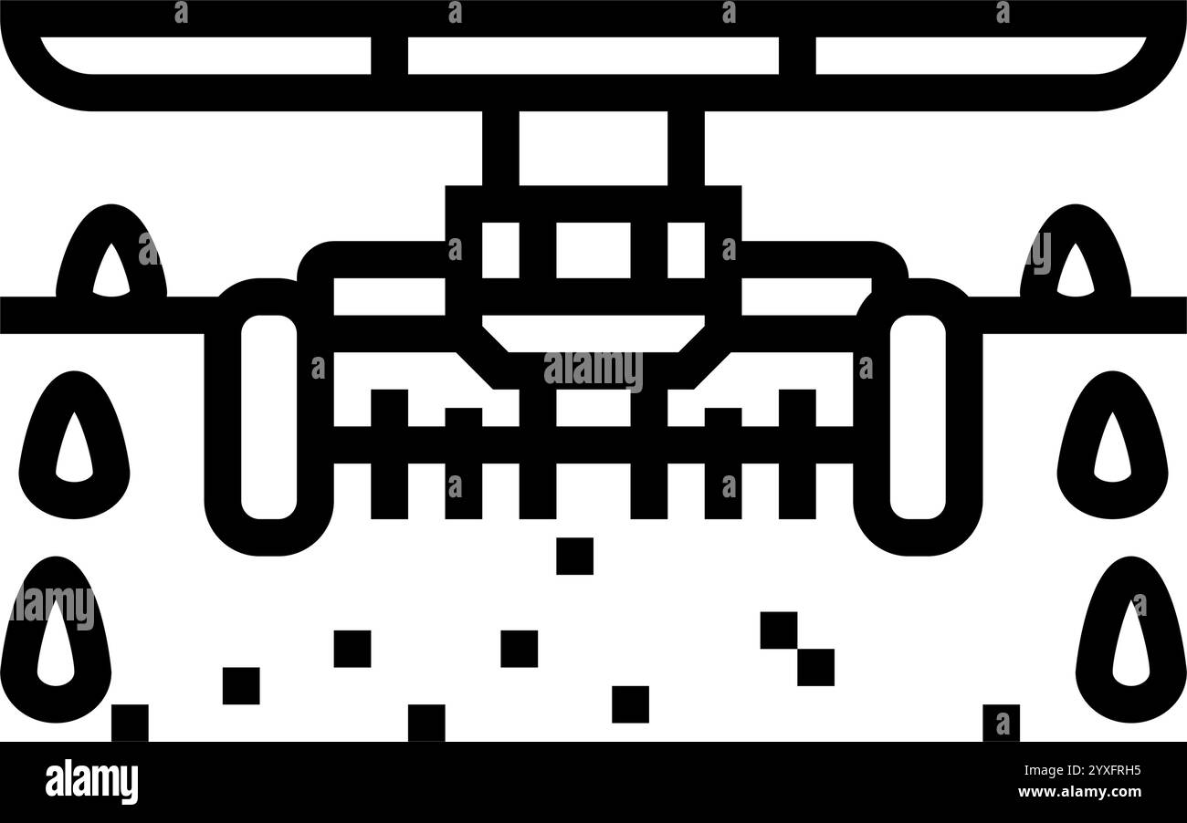 weeding robot harvests line icon vector illustration Stock Vector Image ...