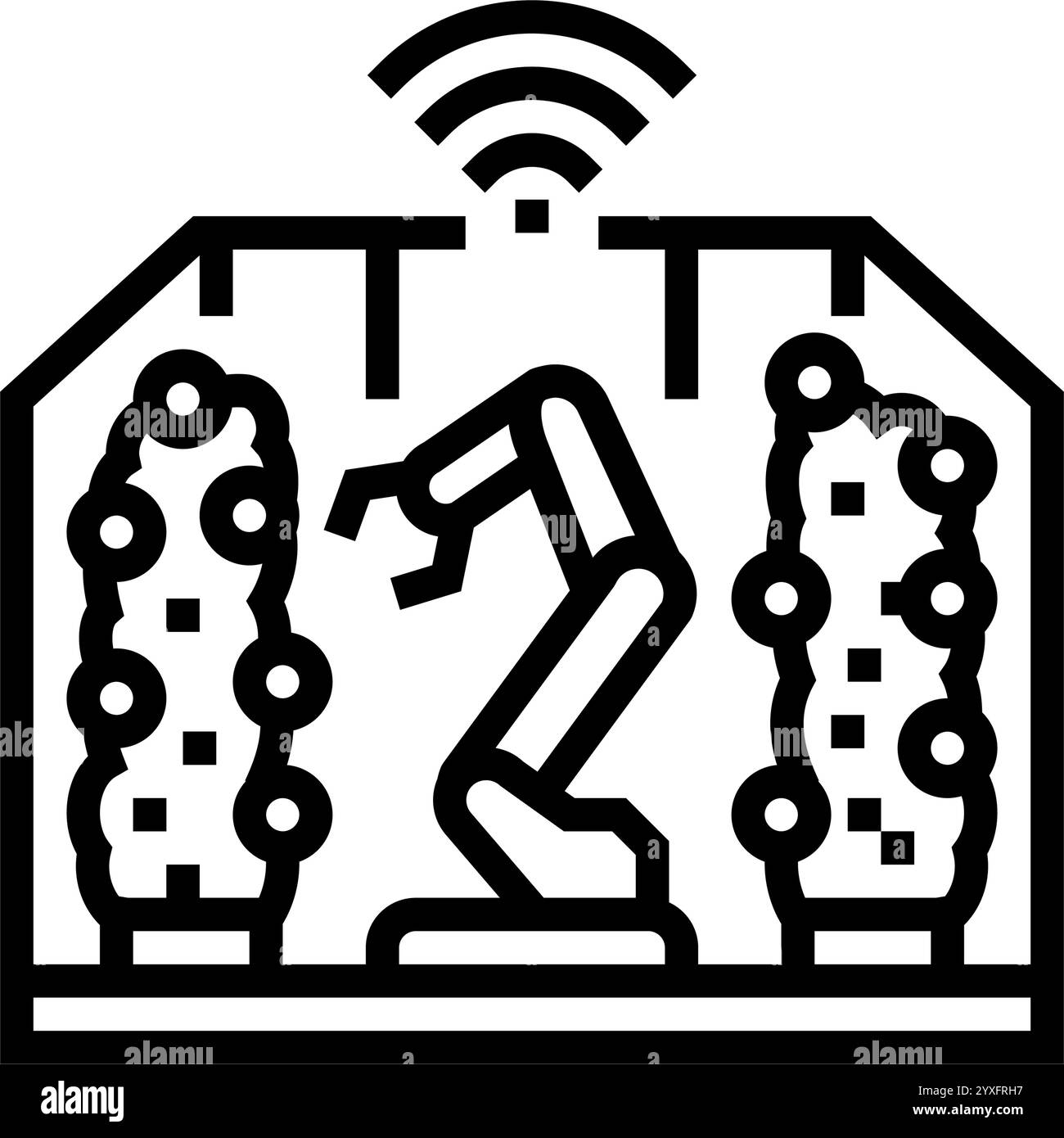 automated greenhouse robot harvests line icon vector illustration Stock ...