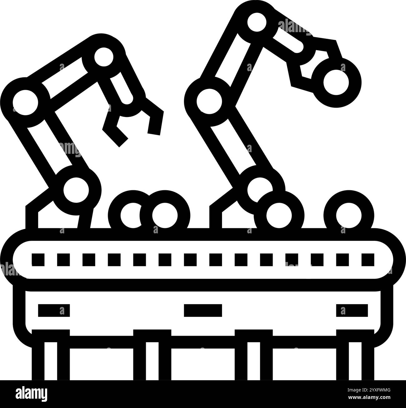 robotic sorting system robot harvests line icon vector illustration ...