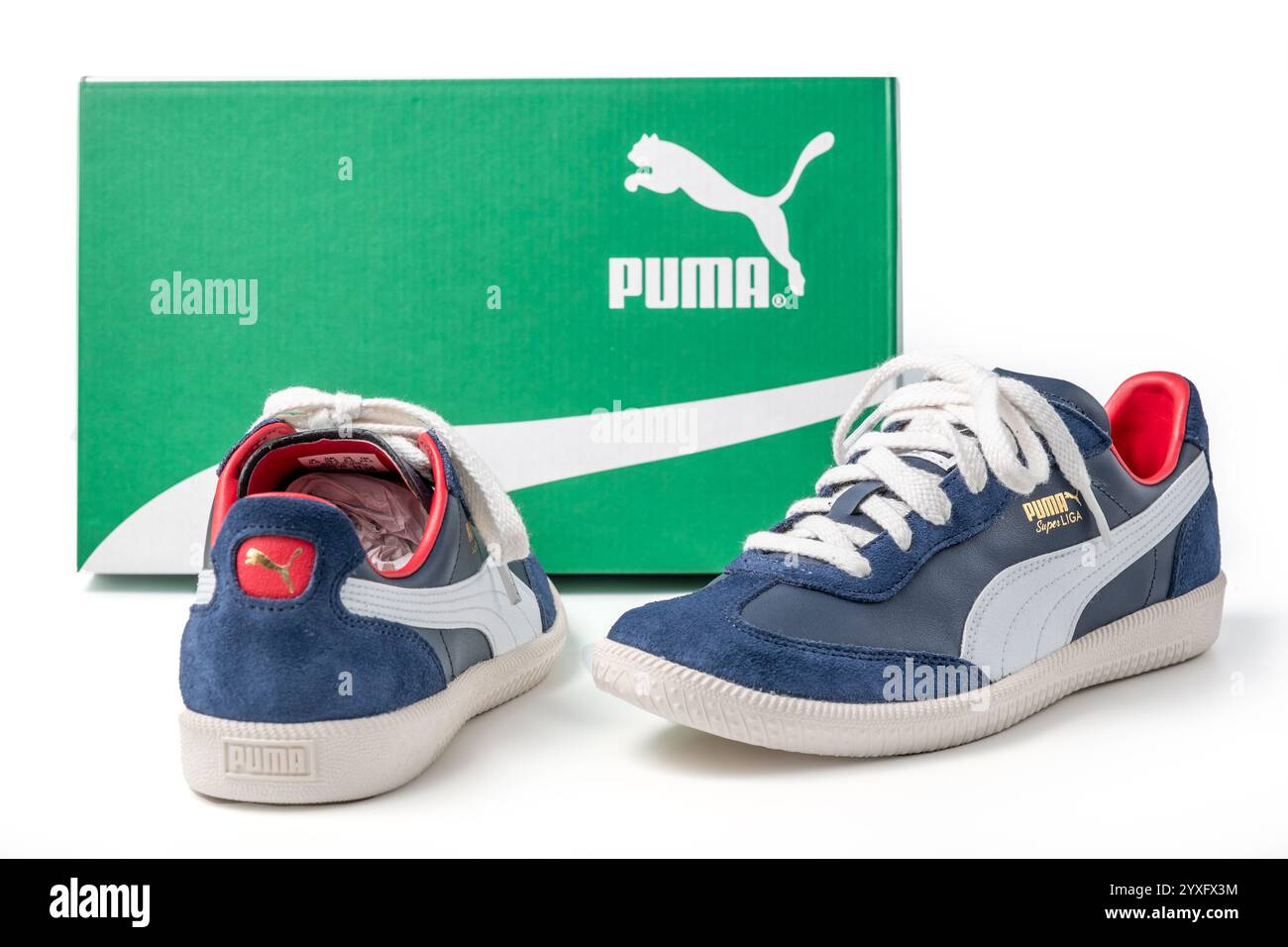 Belgrade, Serbia - August 30, 2024. Puma Originals Super LIGA Blue with ...