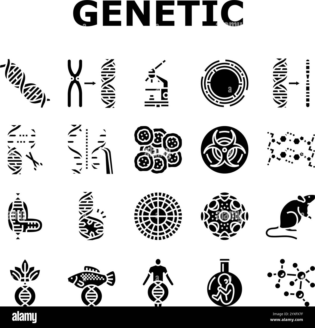 genetic engineering crispr genome icons set vector Stock Vector Image ...