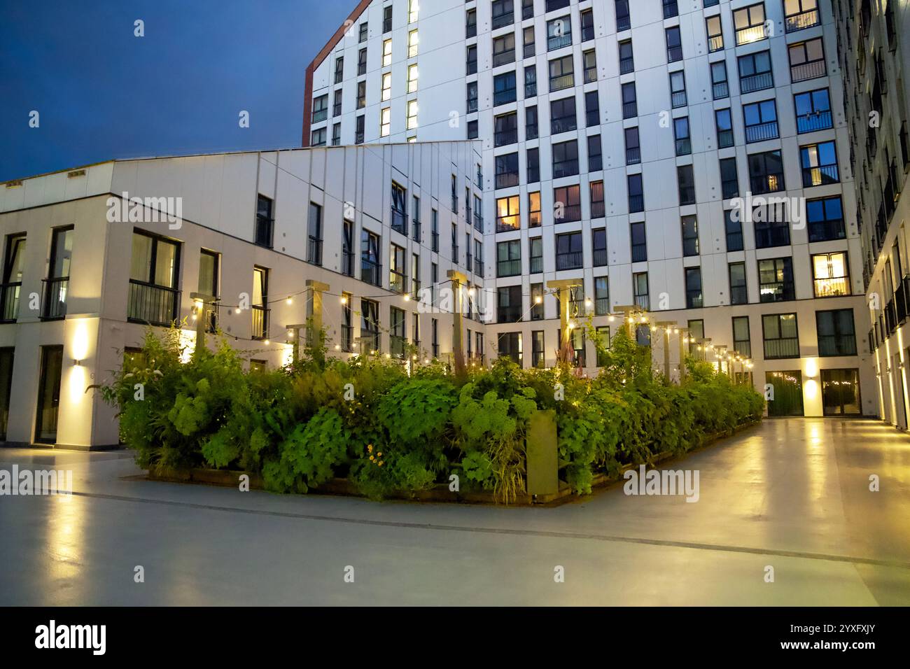 Vertical green facade garden. Living wall for urban greening ...