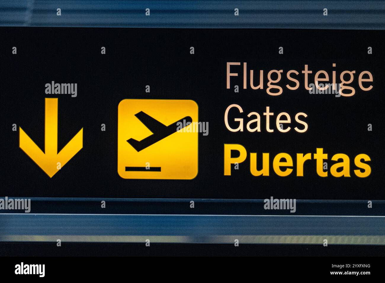 yellow glowing Airport gate sign Stock Photo - Alamy