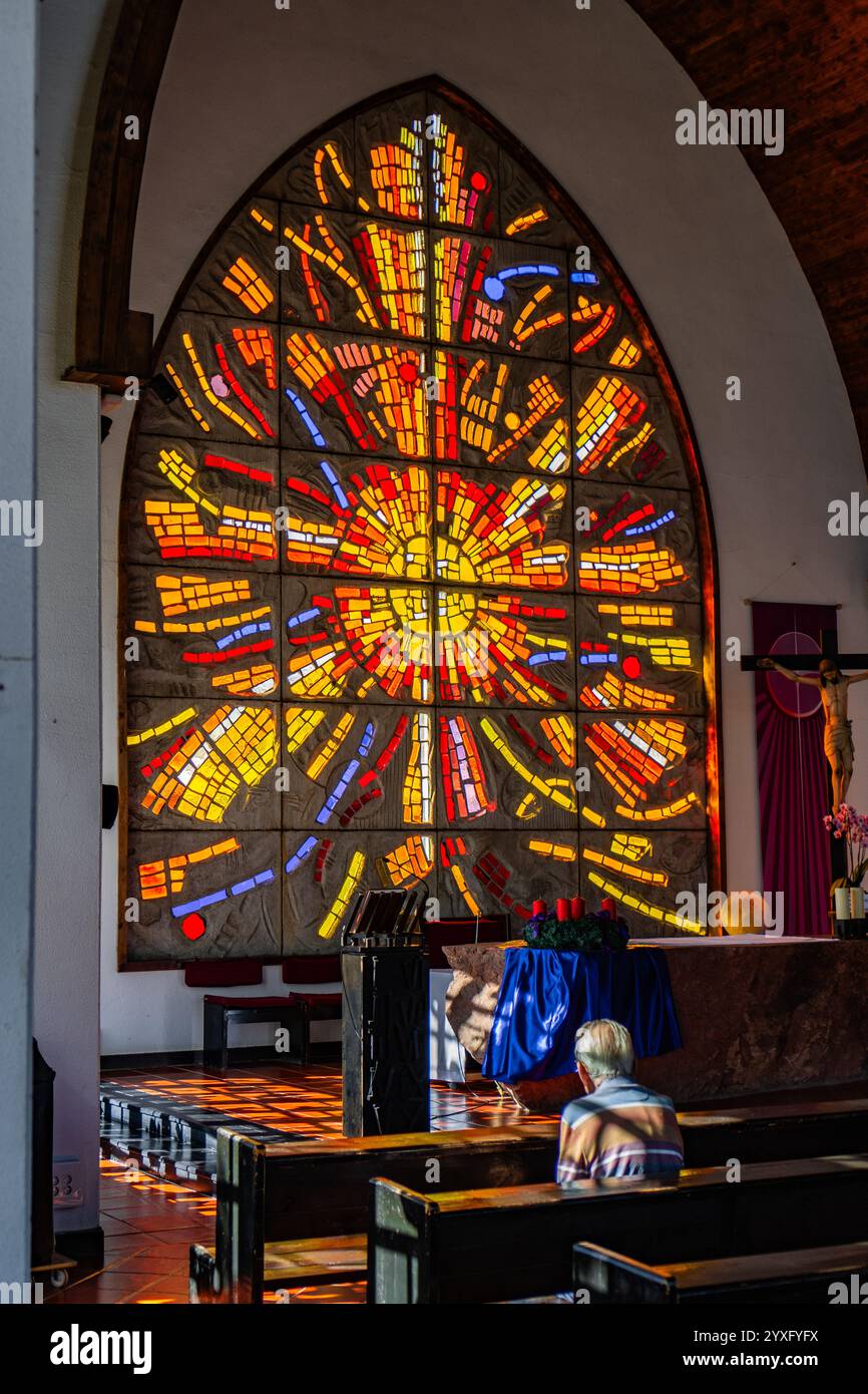 church windows made of colored glass Stock Photo - Alamy