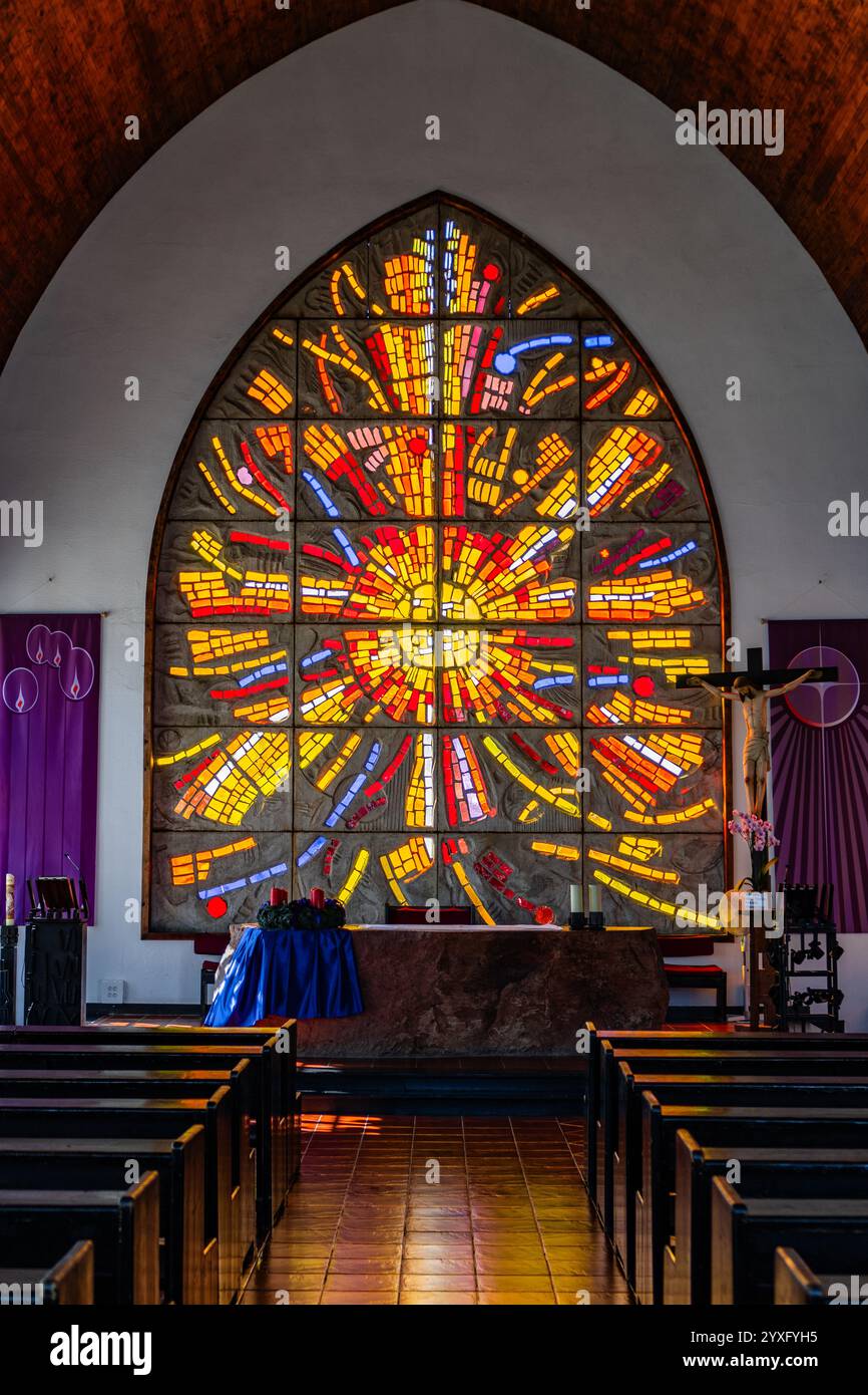 church windows made of colored glass Stock Photo - Alamy