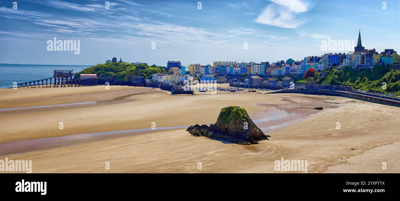 Panoramic view colourful beach hi-res stock photography and images - Alamy