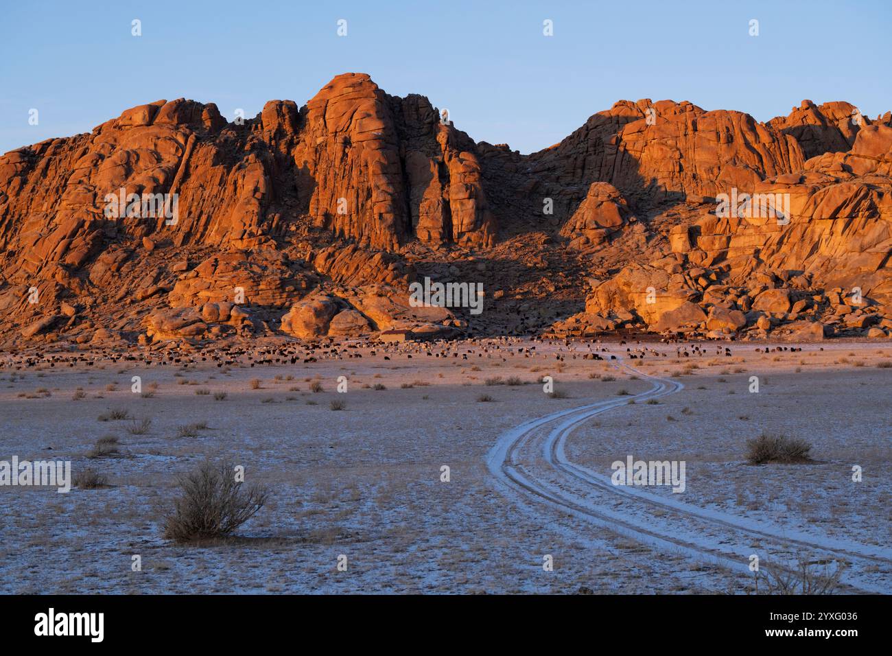 Dry temperate steppe and mountain regions in western Mongolia. The rock ...