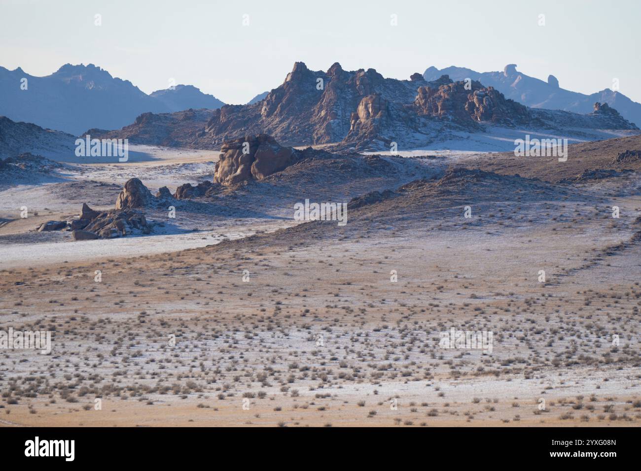 Dry temperate steppe and mountain regions in western Mongolia. The rock ...