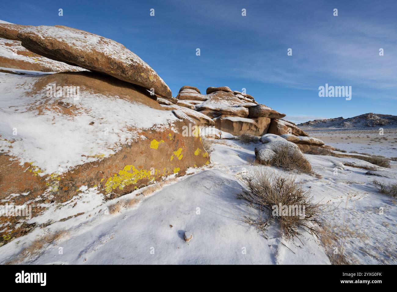 Dry temperate steppe and mountain regions in western Mongolia. The rock ...