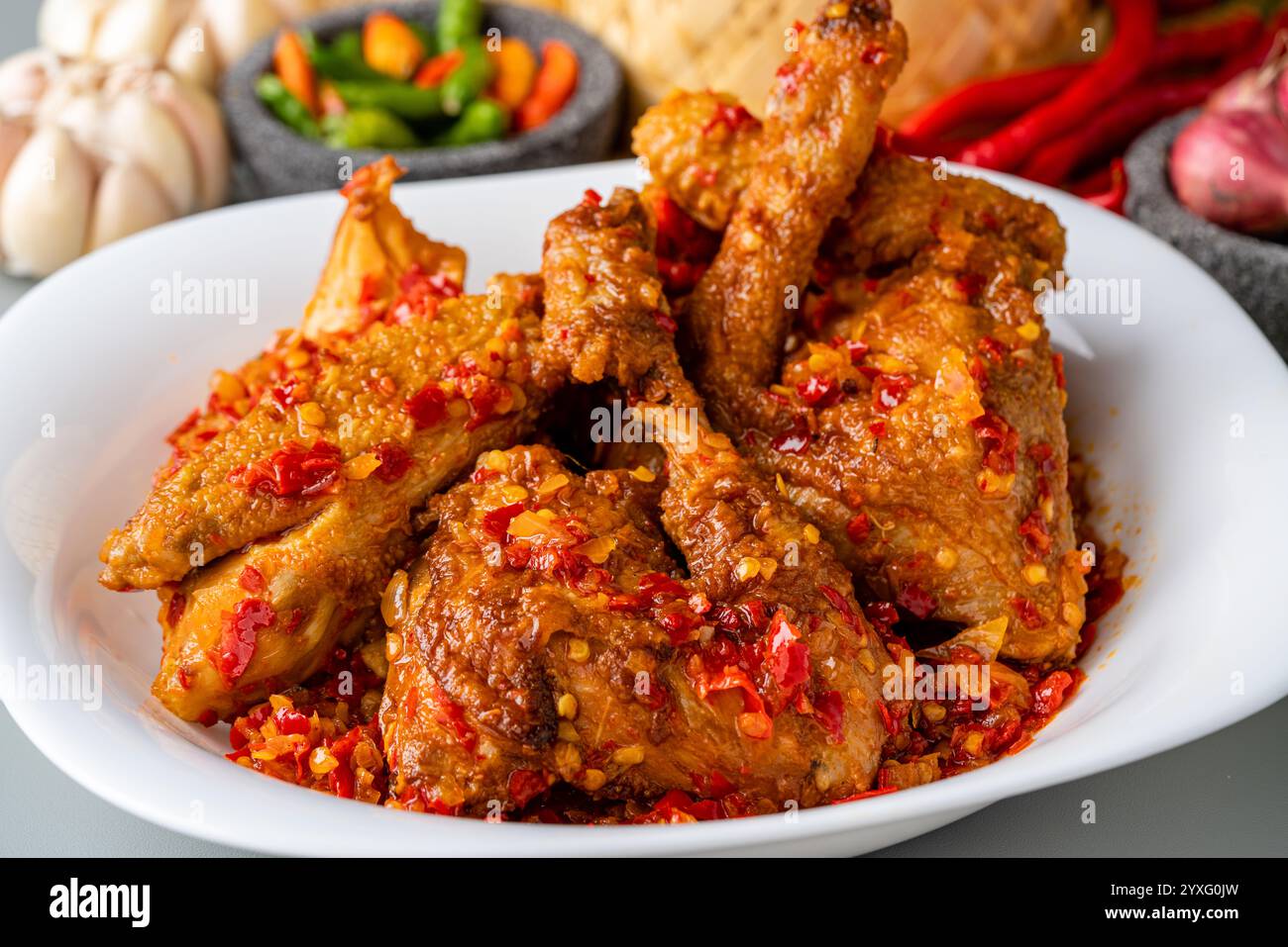 Ayam sambal balado or spicy fried chicken is Traditional food from ...