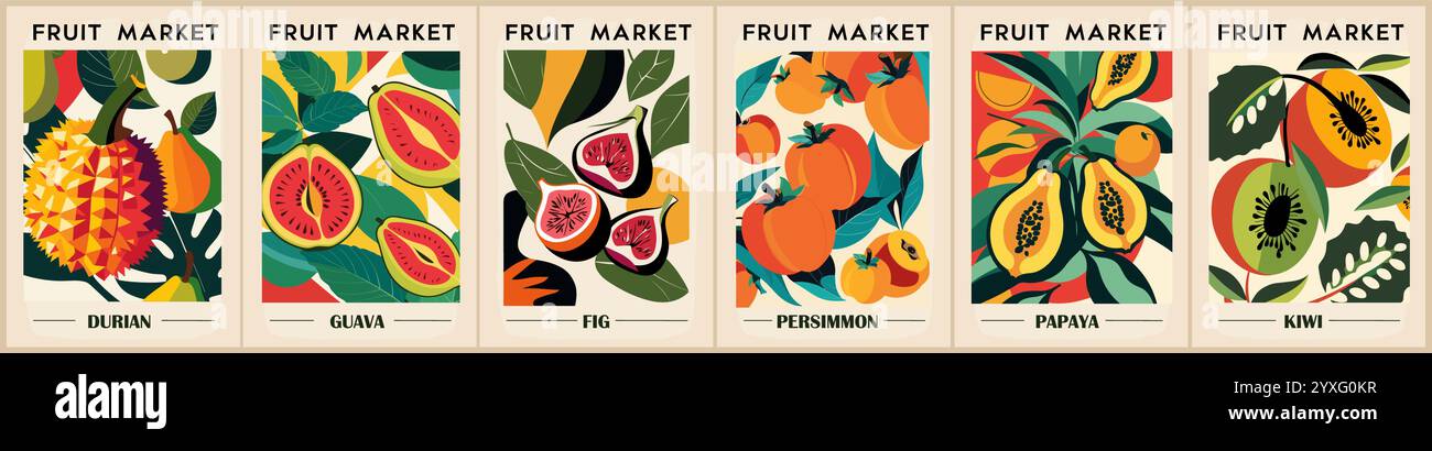 Set of Abstract Fruit Market retro posters Stock Vector Image & Art - Alamy