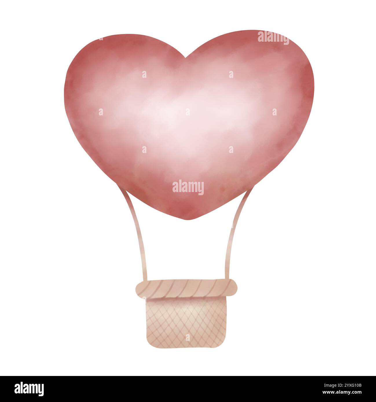 Hot air balloon in shape of a heart watercolor clip art isolated ...