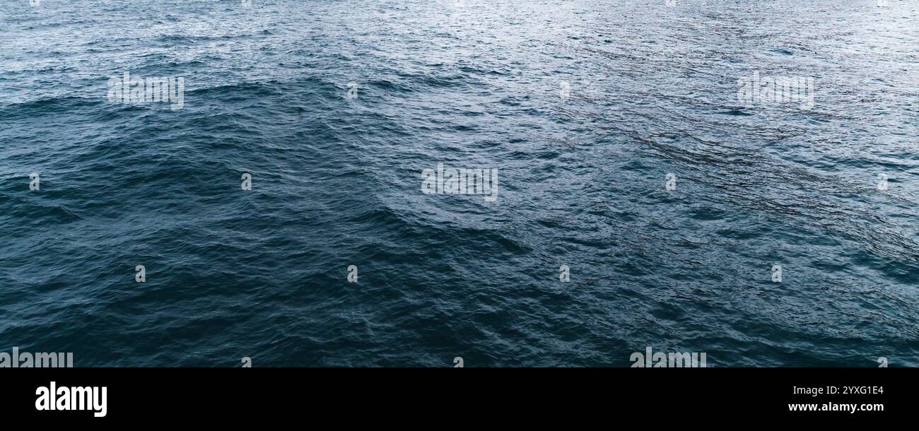 Deep blue sea water surface with ripple and waves pattern, panoramic ...